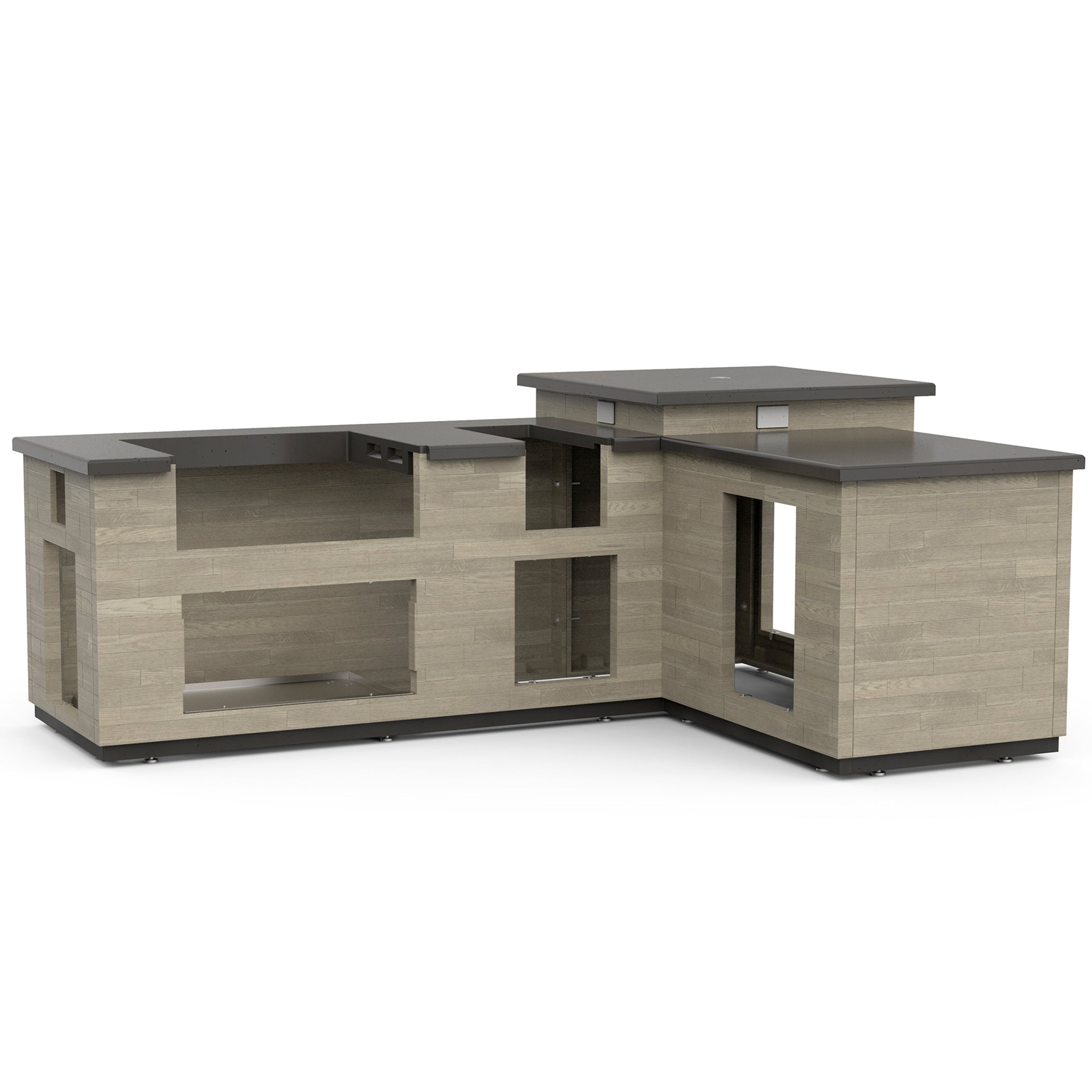 FireMagic Reclaimed Wood L Shaped Island With Double Drawer System ...