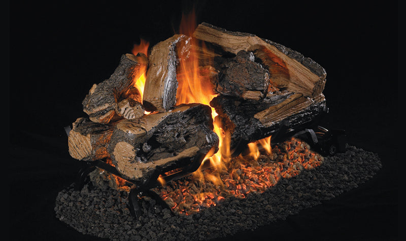 Charred Rugged Split Oak See Thru Vented Gas Logs - Mad Hatter – Mad ...